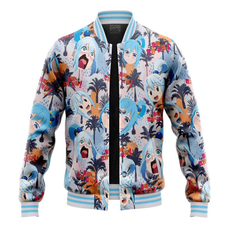 Funny Face Aqua Konosuba Varsity Jacket | Anime Ape
