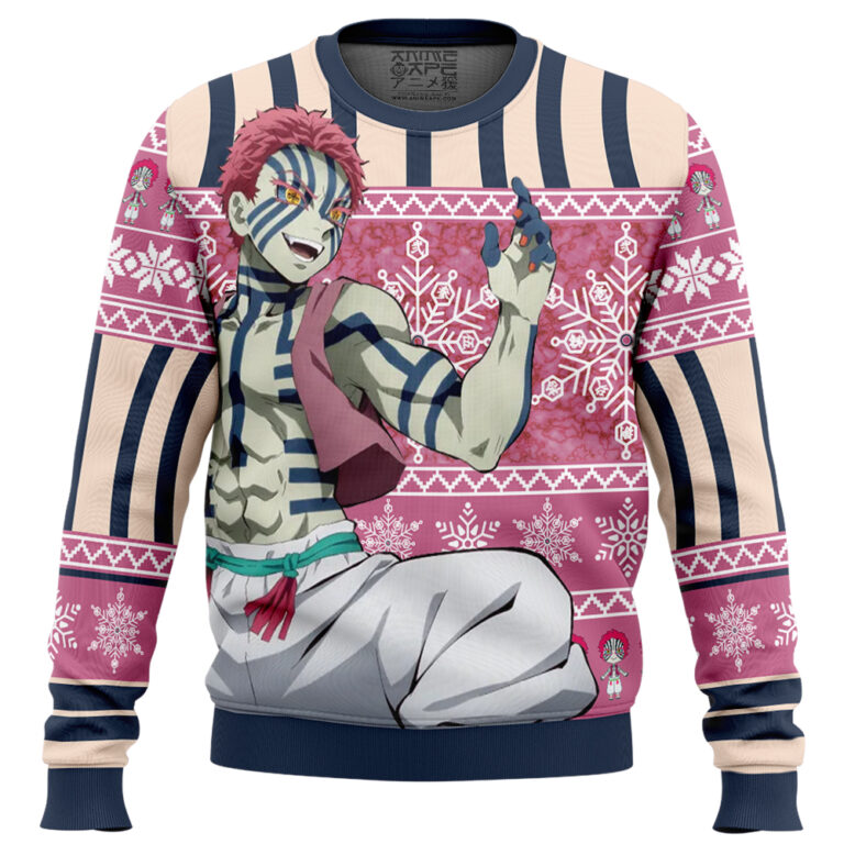 Akaza V2 Demon Slayer Ugly Christmas Sweater | Anime Ape