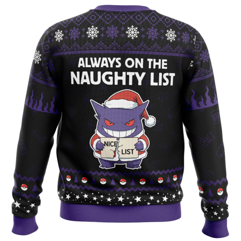 Gengar Naughty List Pokemon Ugly Christmas Sweater | Anime Ape