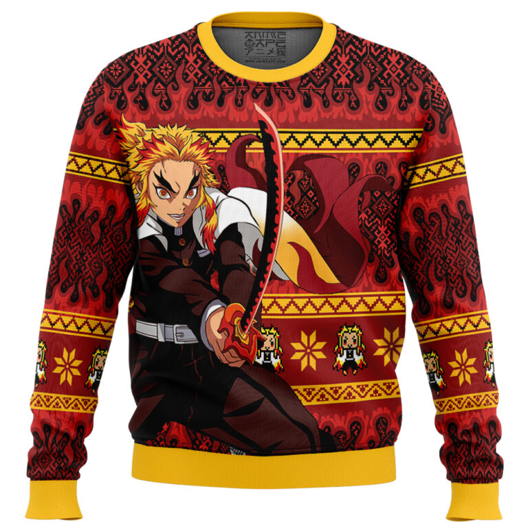Kyojuro Rengoku V2 Demon Slayer Ugly Christmas Sweater | Anime Ape