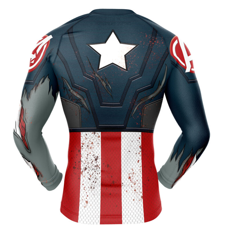 Captain America Marvel Zombies Long Sleeve Rash Guard Compression Shirt ...
