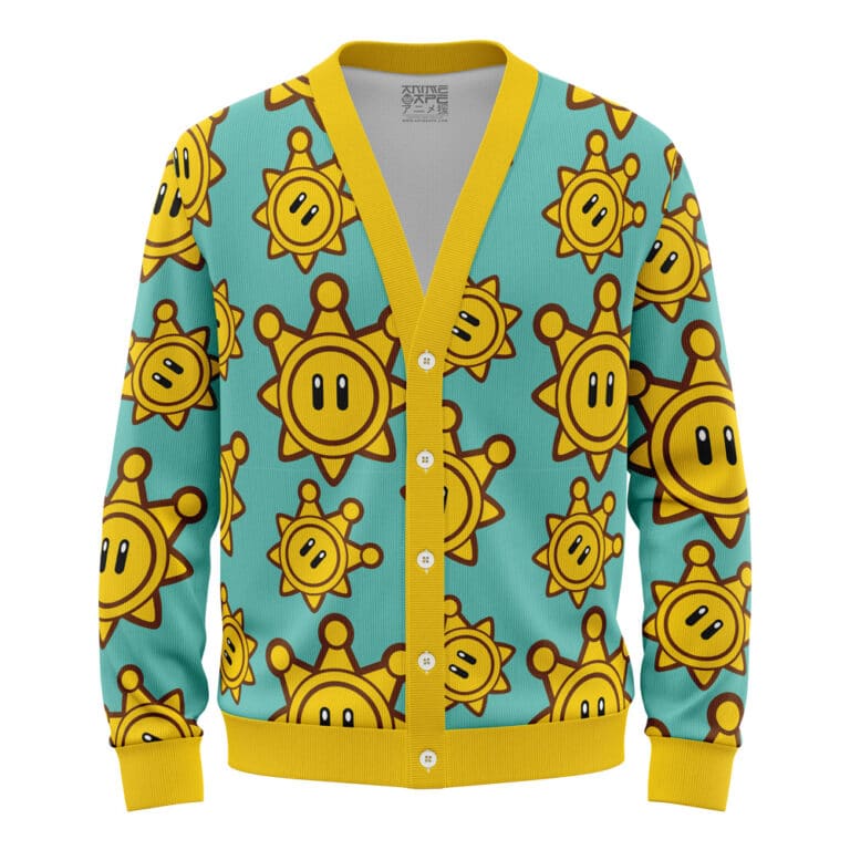 Shine Sprite Super Mario Bros Knitted Cardigan Sweater | Anime Ape